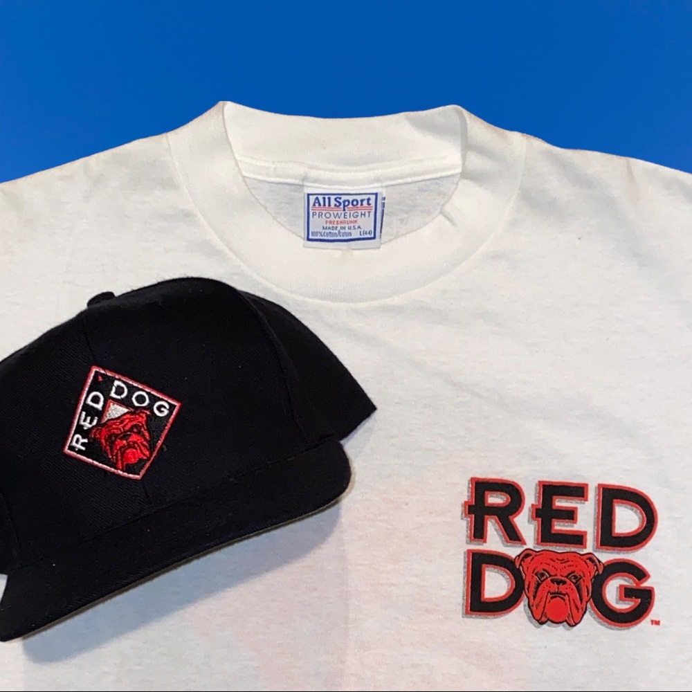 Vintage 1995 Red Dog Malt Liquor Beer Shirt + Hat Bun… - Gem
